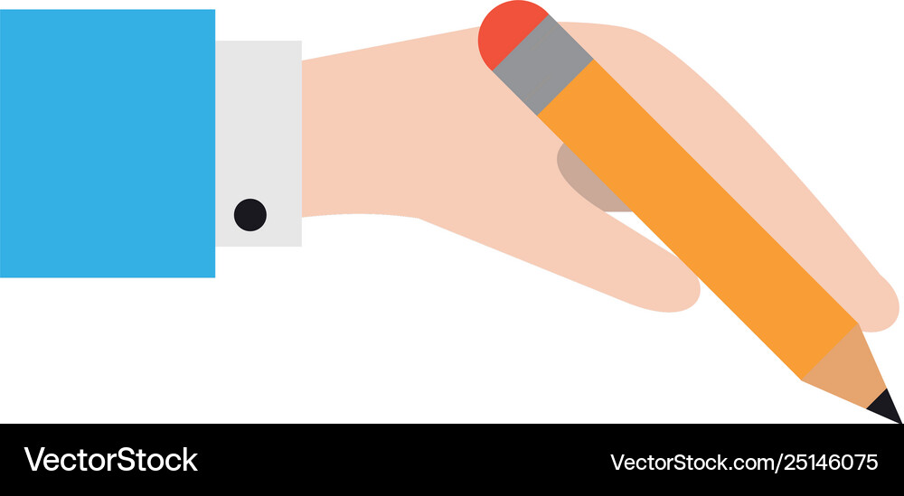 Hand holding pencil Royalty Free Vector Image - VectorStock