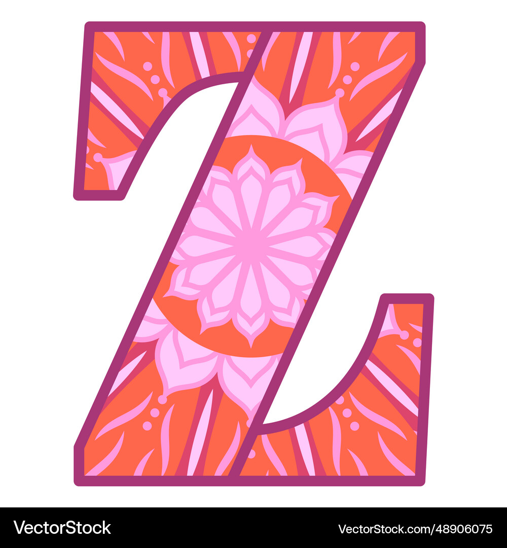 Letter z mandala Royalty Free Vector Image - VectorStock