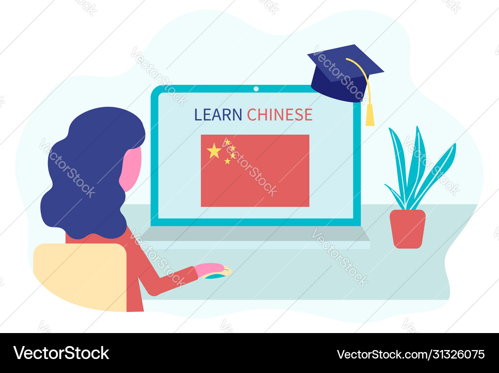 Online chinese learning distance education Vector Image