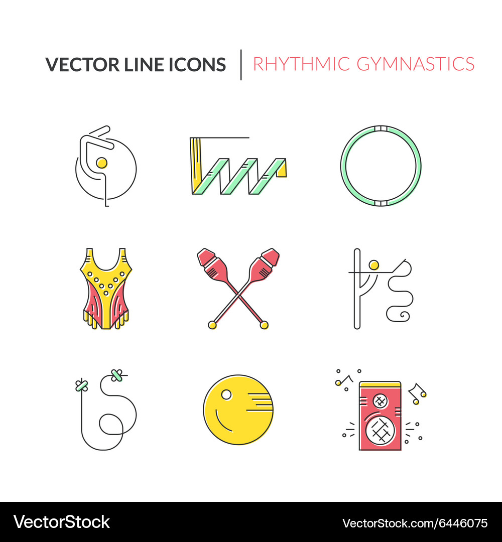 Rhythmic gymnastics icons Royalty Free Vector Image