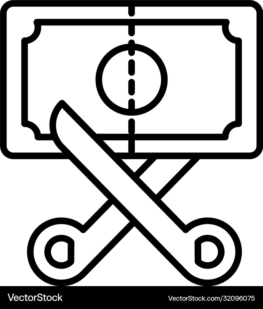 Scissor cutting bill dollar line style icon Vector Image