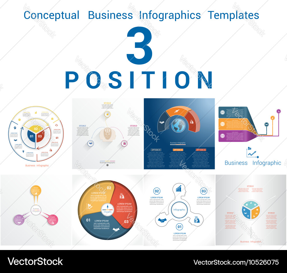 Set templates infographics positions 3 Royalty Free Vector