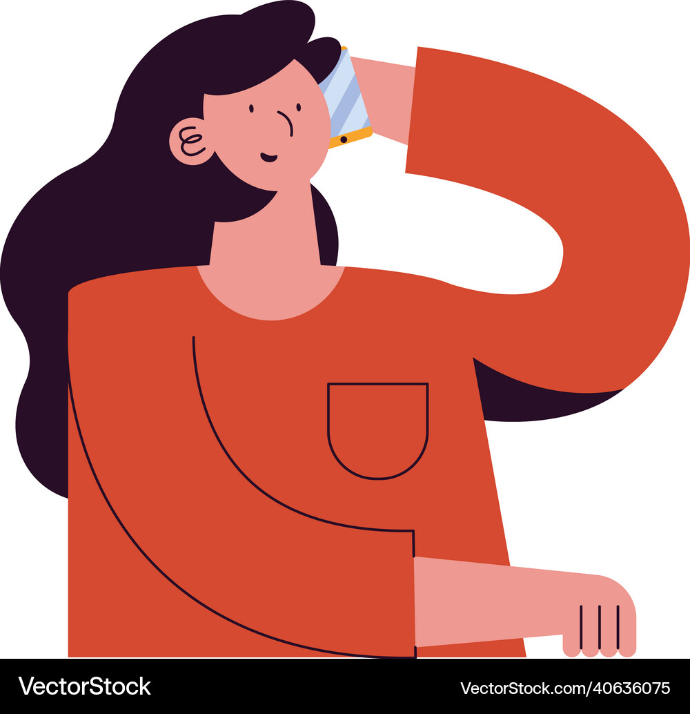 Woman calling with smartphone Royalty Free Vector Image