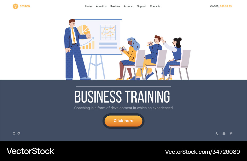 Business training website with group people Vector Image