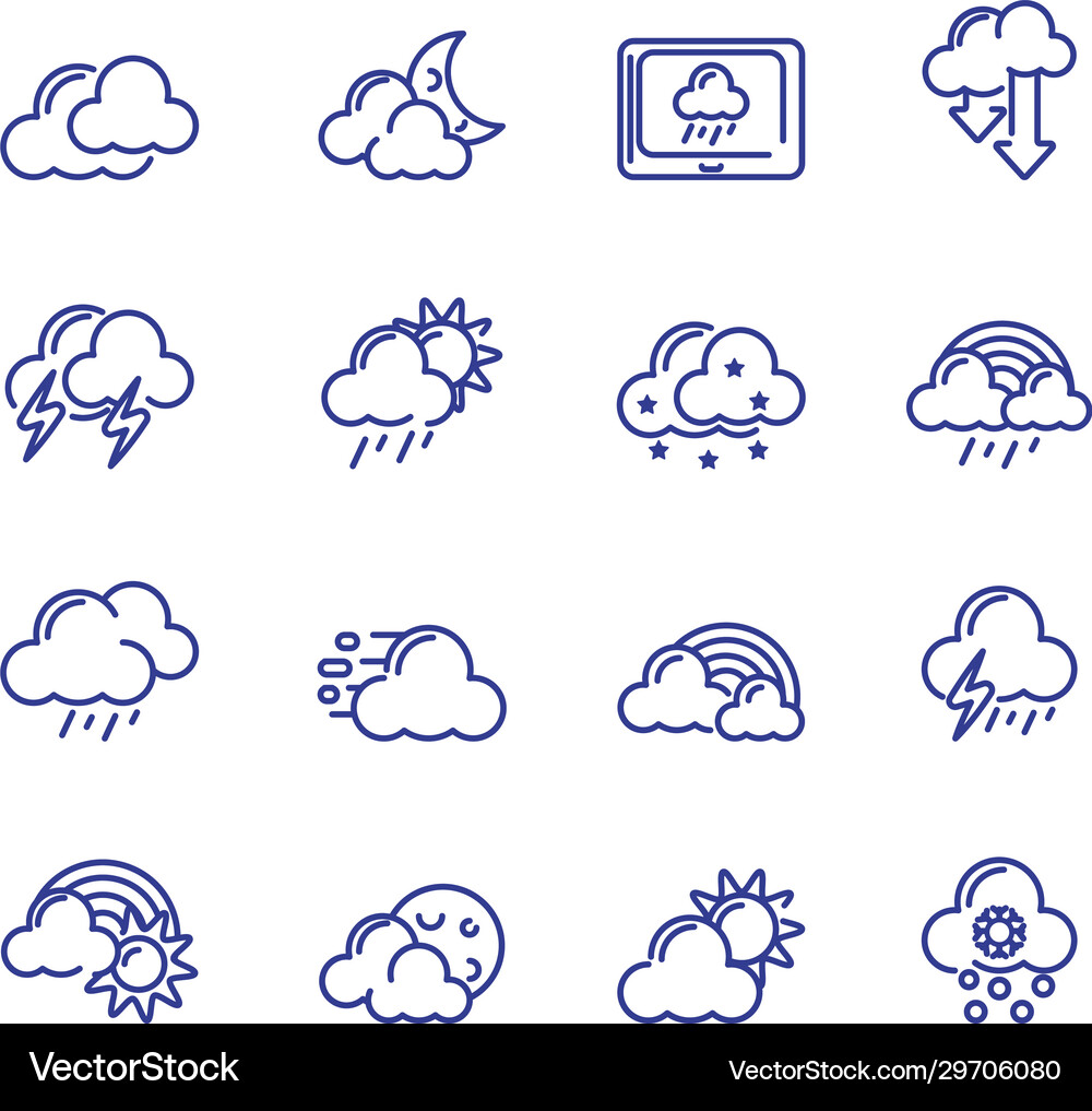 Clouds and weather icons set over white background