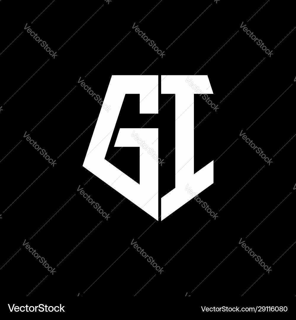Gi logo monogram with pentagon shape style design Vector Image