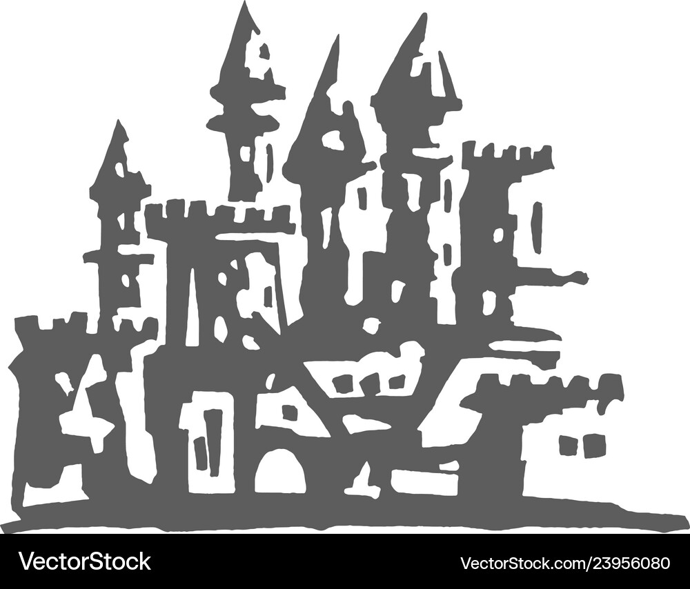 Hand drawn of castle on white Royalty Free Vector Image