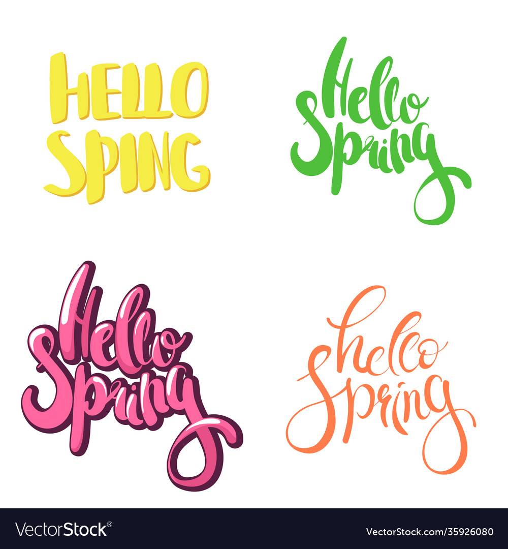 Hello spring lettering collection Royalty Free Vector Image