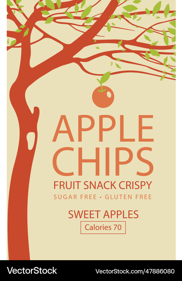 Label banner packaging for apple chips Royalty Free Vector