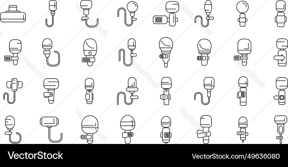 Lapel microphone icons set outline audio Vector Image
