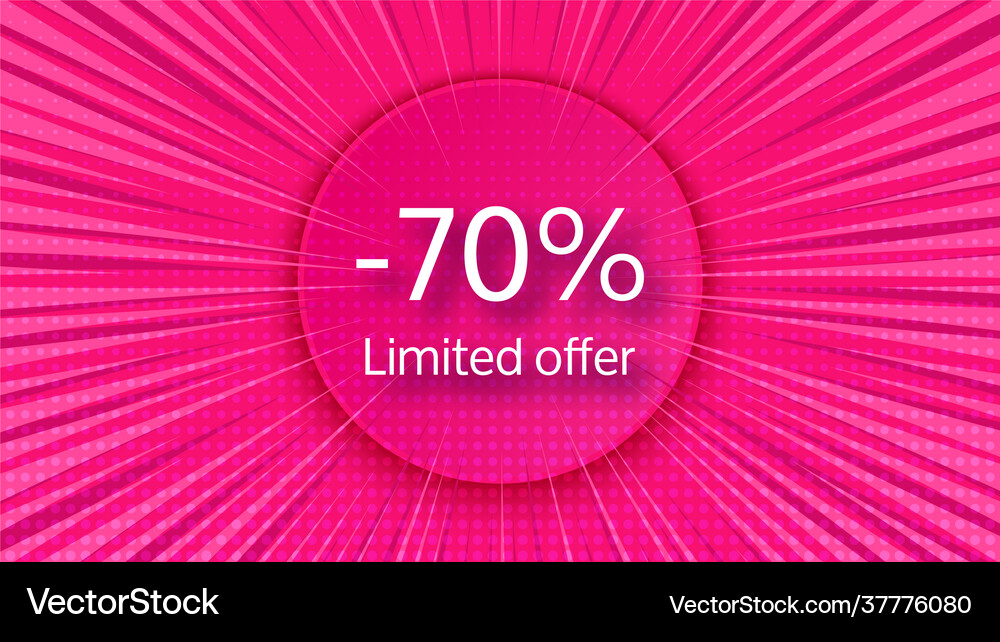 Limited offer pink halftone banner Royalty Free Vector Image