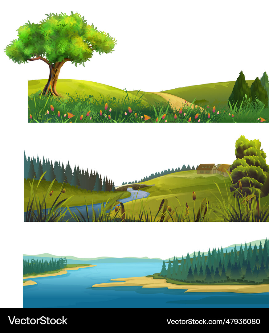 Nature landscape set Royalty Free Vector Image