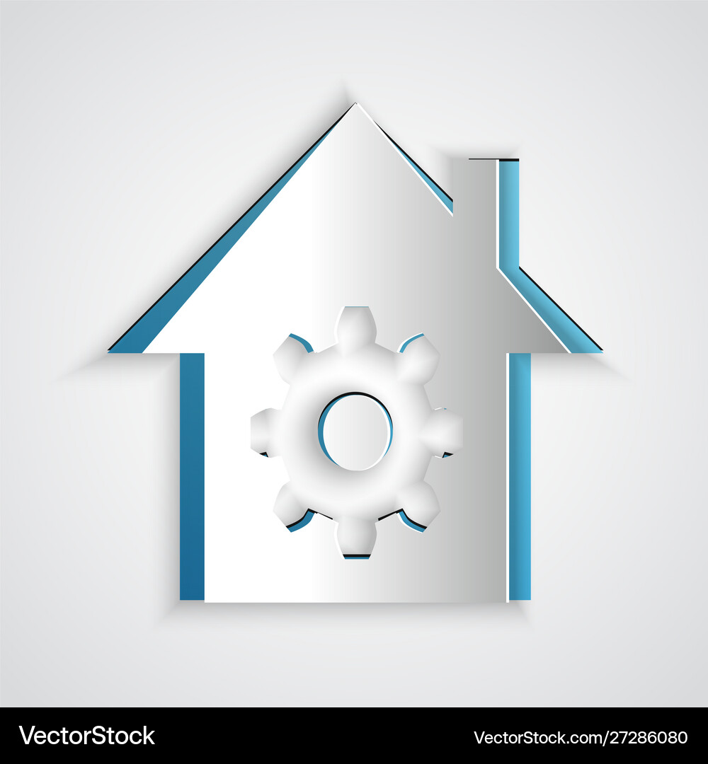Paper cut smart home settings icon isolated Vector Image
