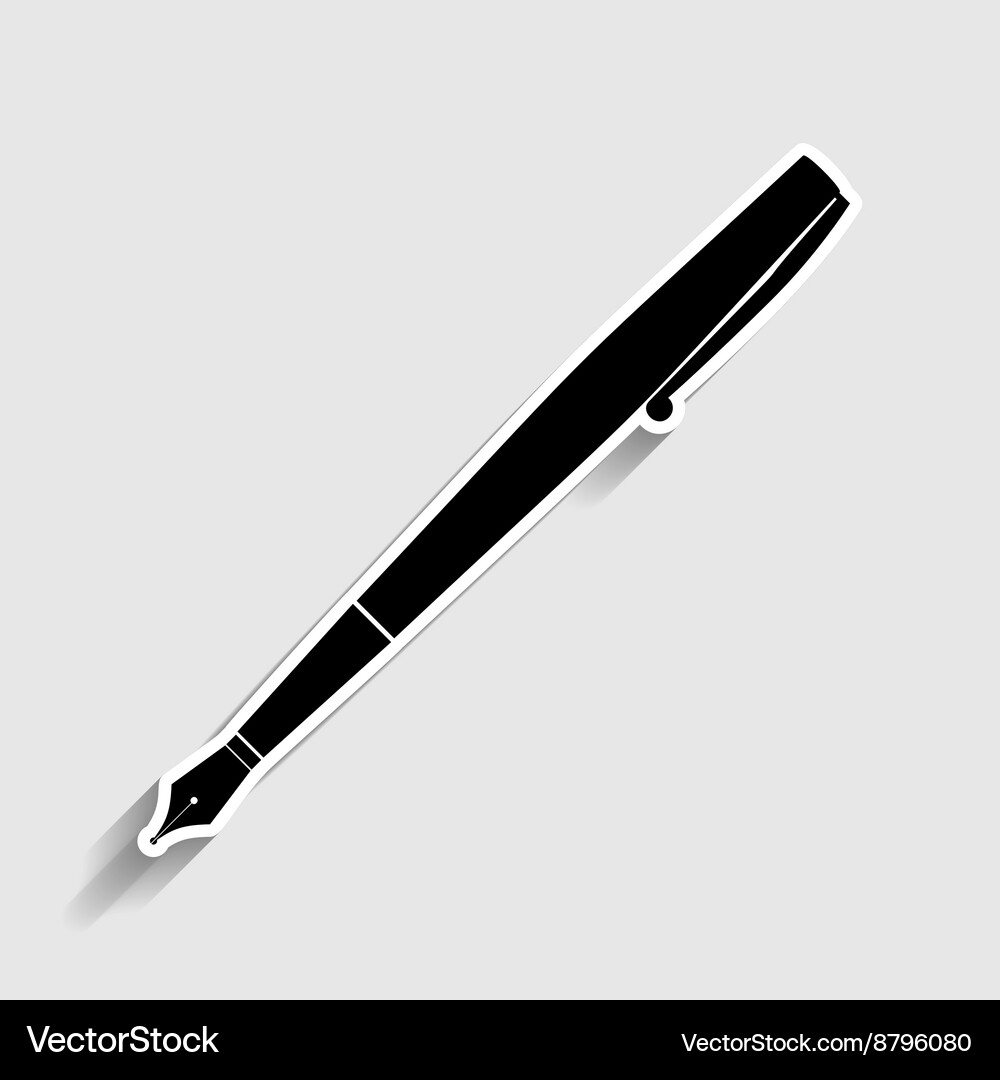 Pen sign sticker style icon Royalty Free Vector Image