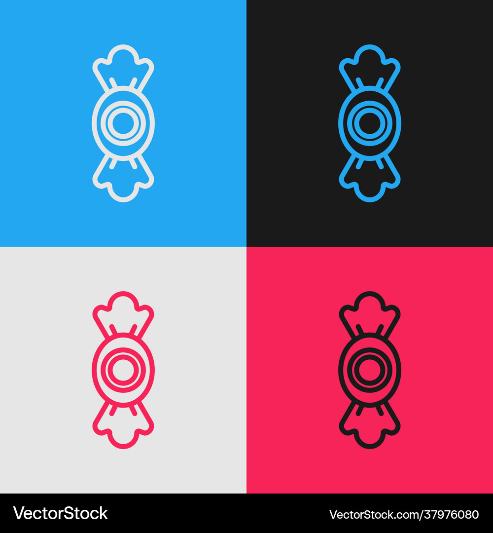 Pop art line candy icon isolated on color Vector Image