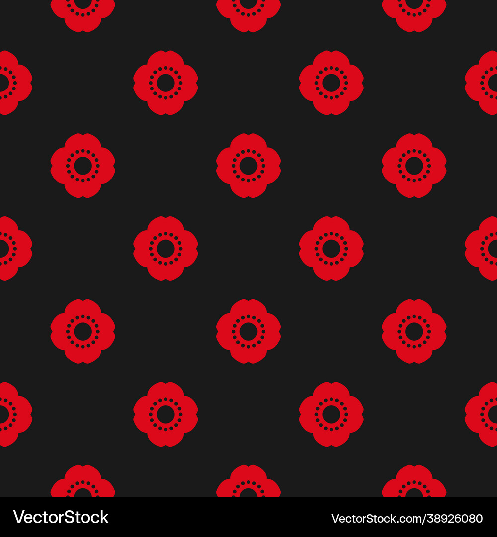 Seamless pattern with red poppy flowers on black Vector Image