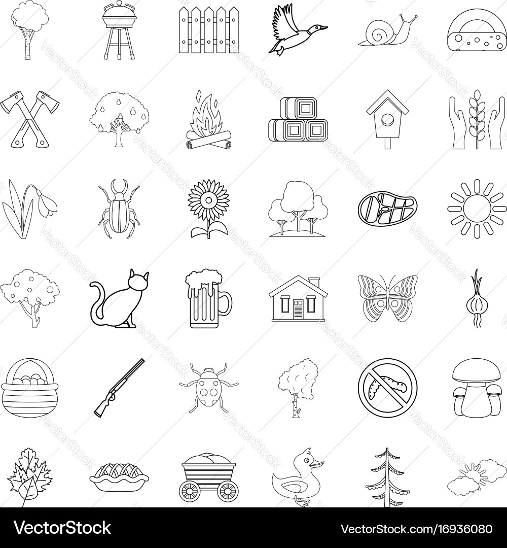 Settlement icons set outline style Royalty Free Vector Image