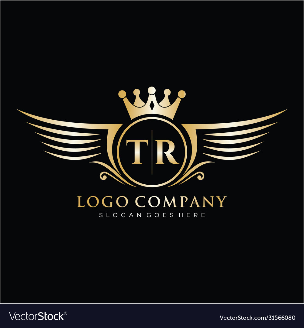 Tr Letter Initial With Royal Wing Logo Template Vector Image