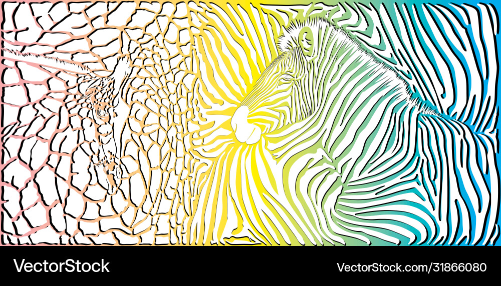 Wild animal background - template with zebra and Vector Image