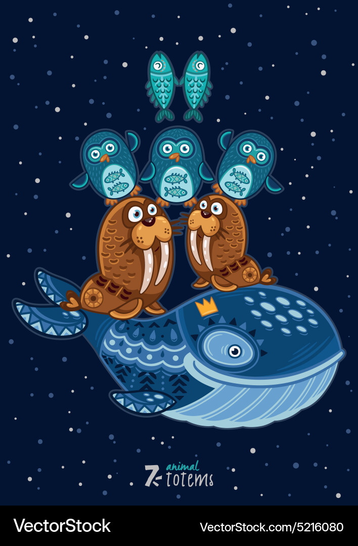 Wild totem animal walrus Royalty Free Vector Image