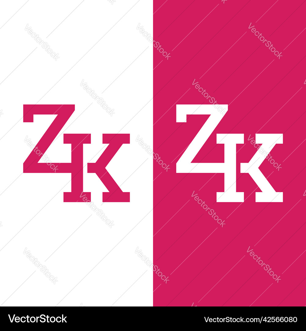 Z k zk kz letter monogram initial logo design Vector Image