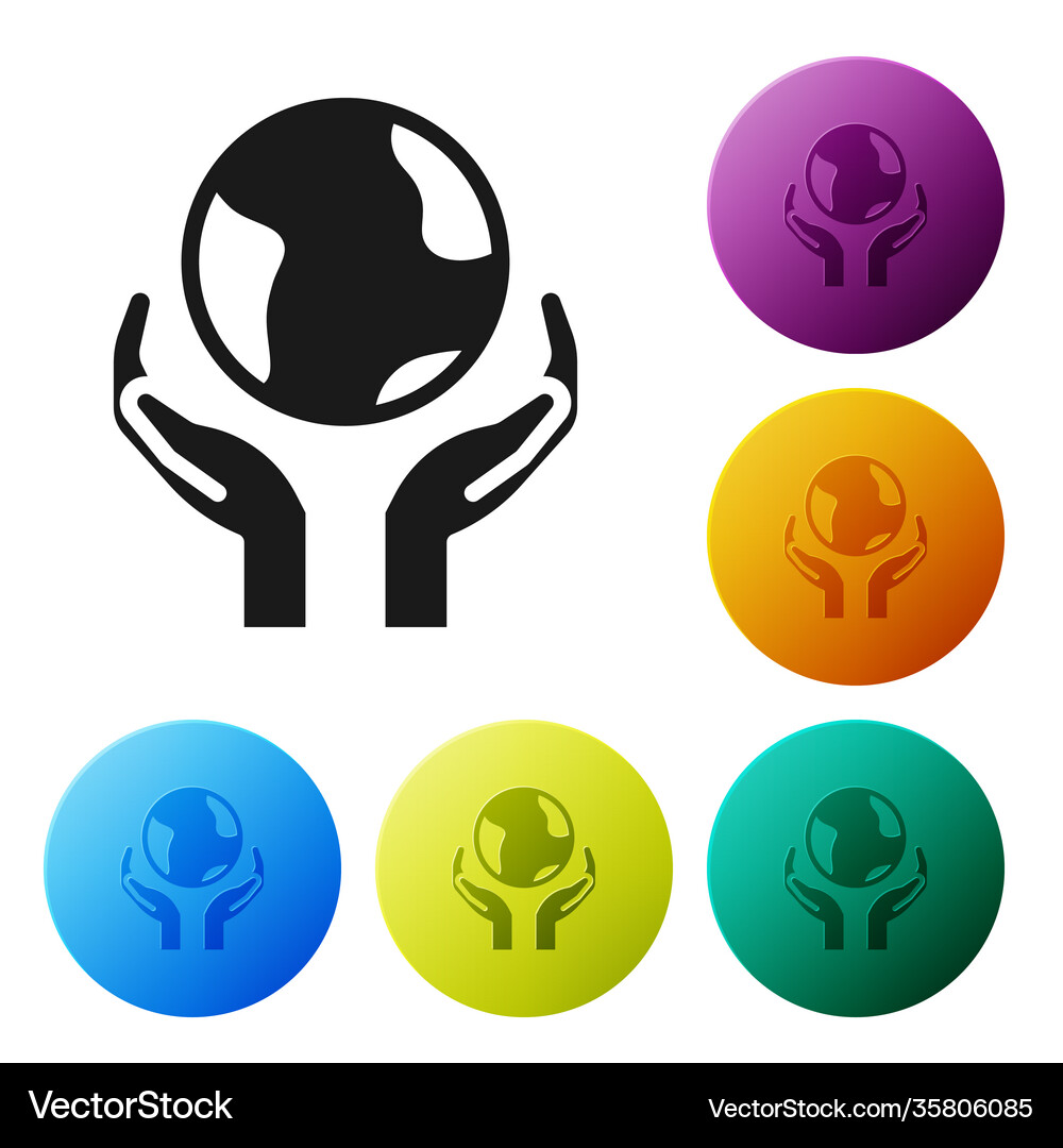 Black human hands holding earth globe icon Vector Image