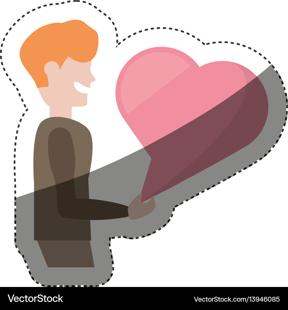 Cartoon man with bubble heart speak shadow Vector Image