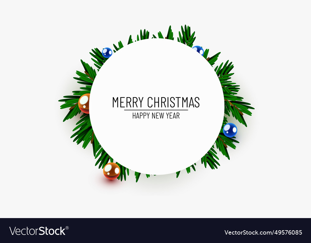 Christmas and new year frame with tree Royalty Free Vector