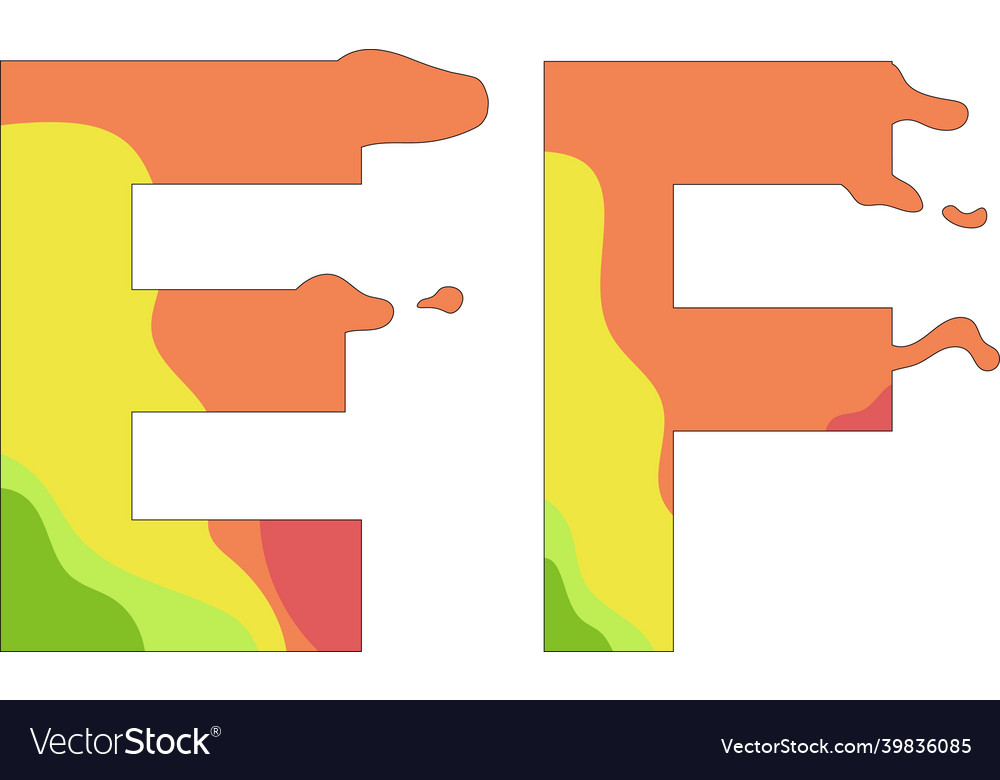 Colored letters e and f on a white background Vector Image