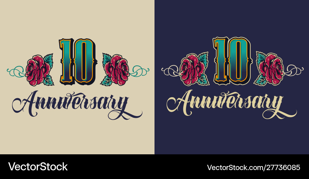 Colorful 10 years anniversary label Royalty Free Vector