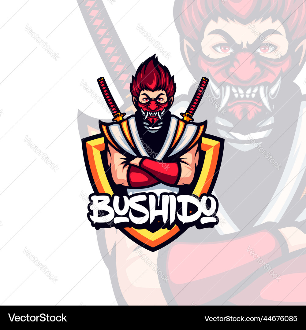 Double katana swords ronin samurai mascot Vector Image