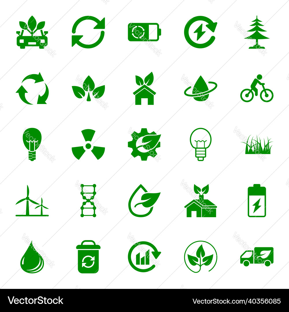 Eco environment icons set in flat style ecology Vector Image