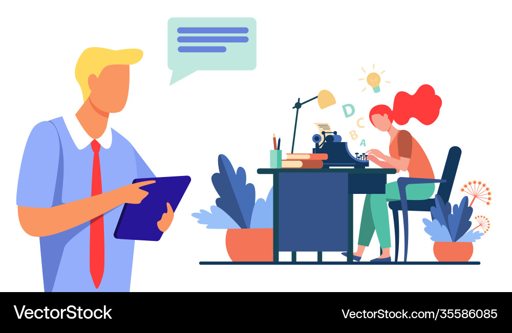 Author Typing Cartoon