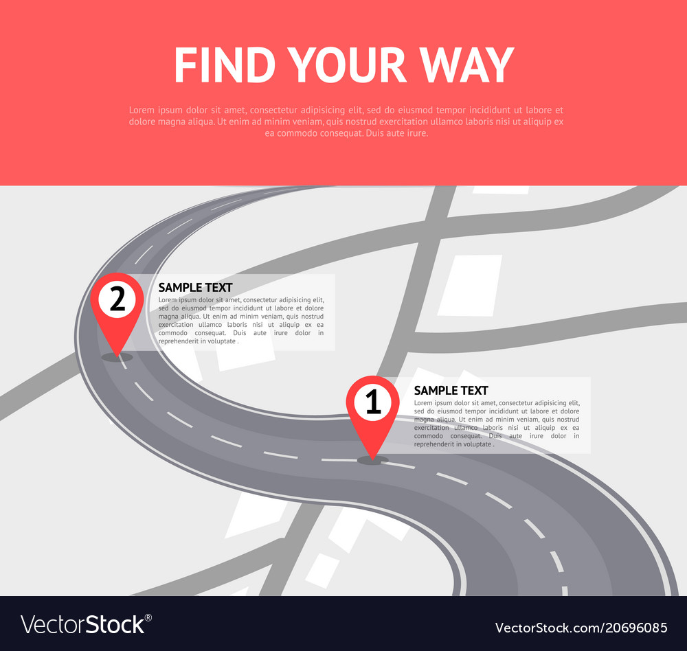 Find your way concept with pin pointers Royalty Free Vector