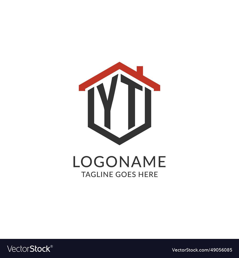 Initial logo yt monogram with home roof hexagon Vector Image