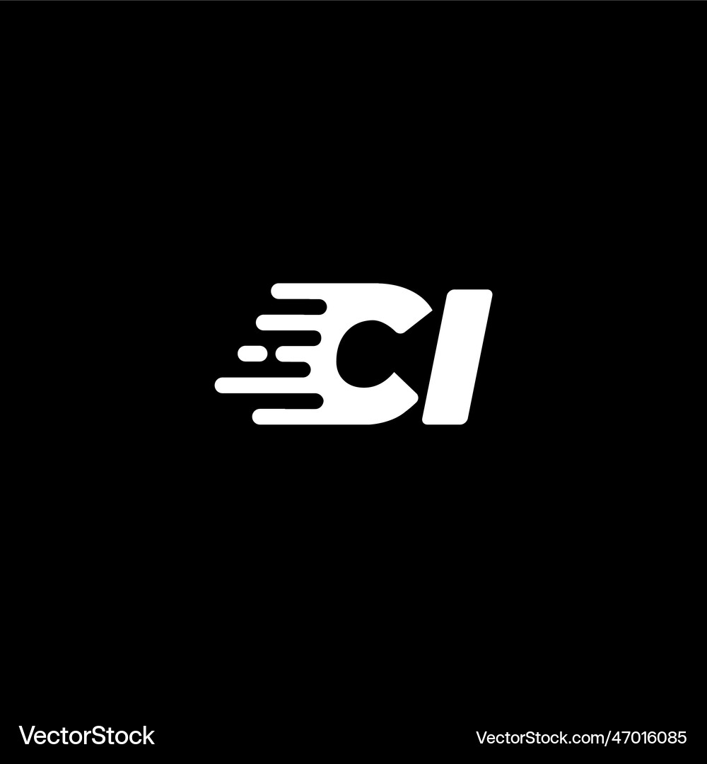 Letter ci fast speed technology modern logo design