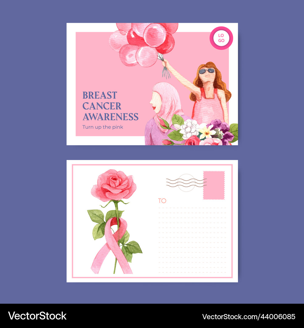 Postcard template with breast cancer Royalty Free Vector