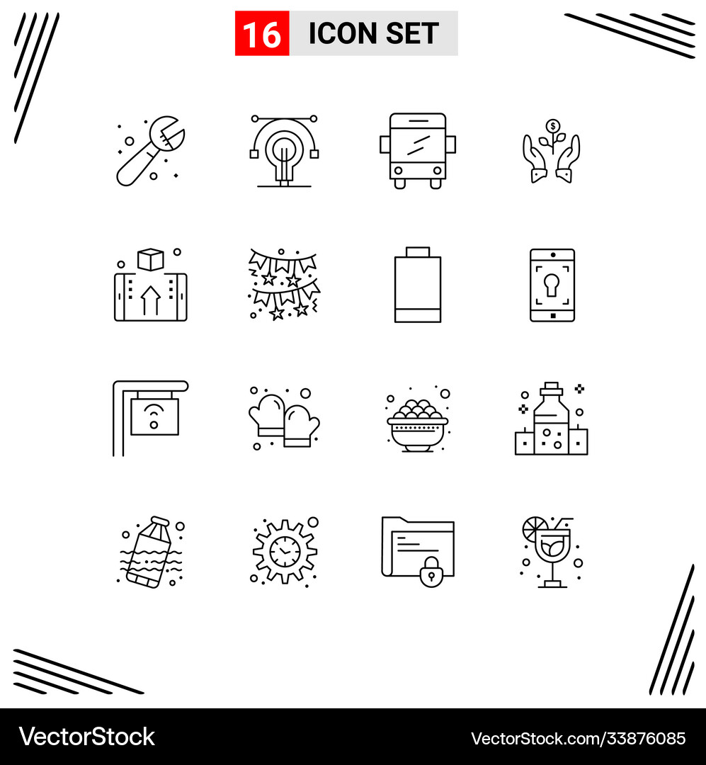 Set 16 commercial outlines pack for raise Vector Image
