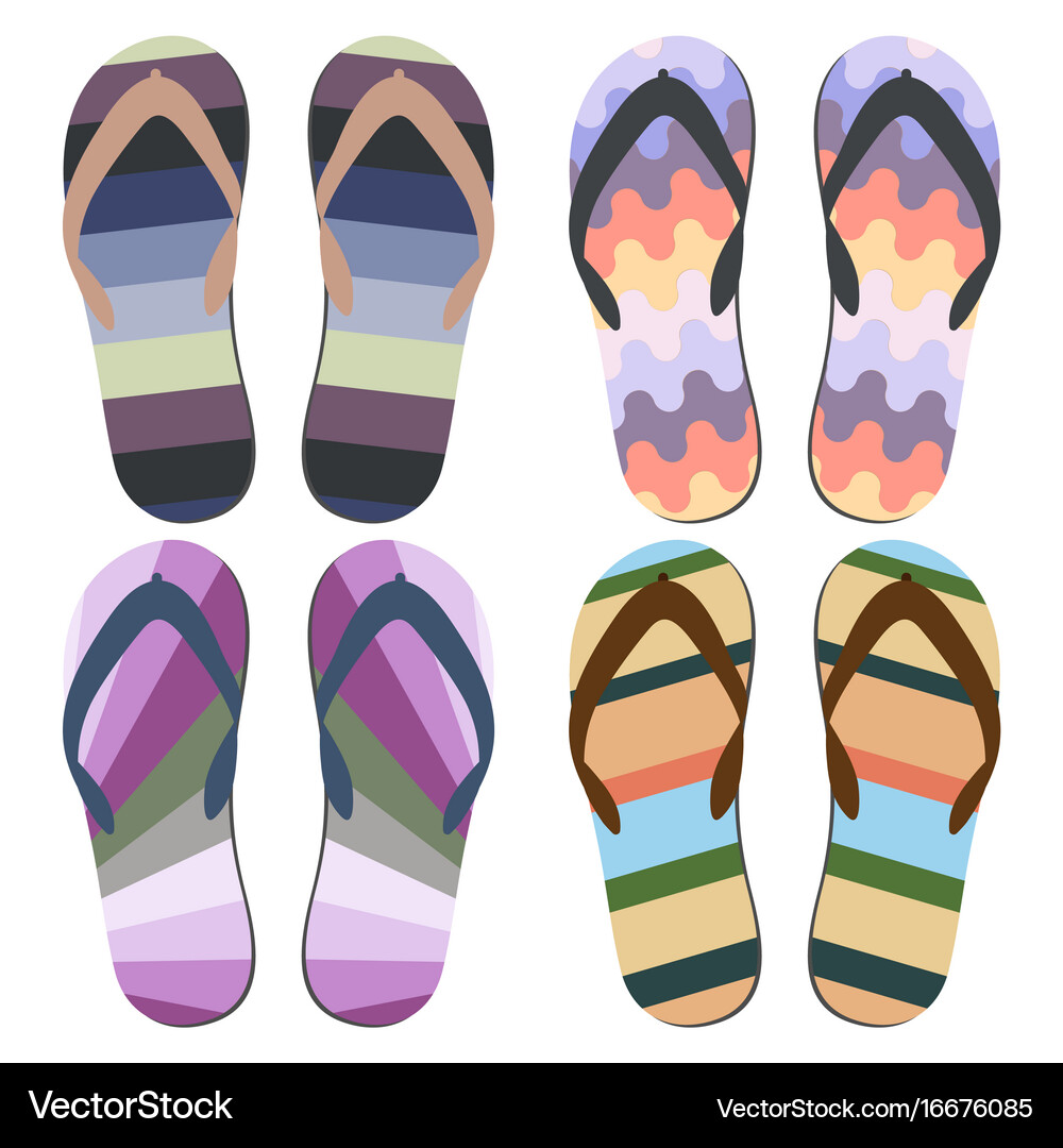 Set of beach slippers Royalty Free Vector Image