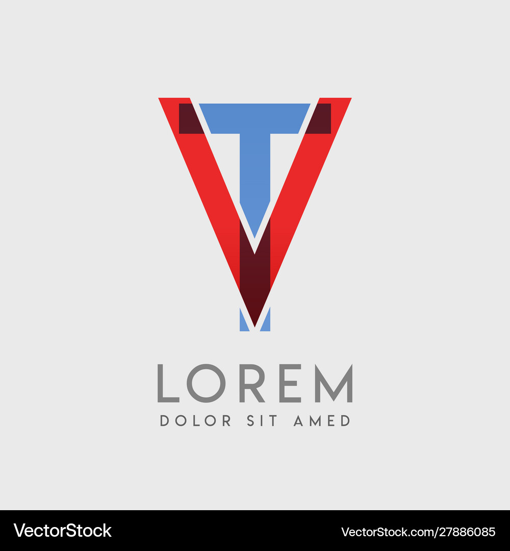 Vt logo letters with blue and red gradation Vector Image