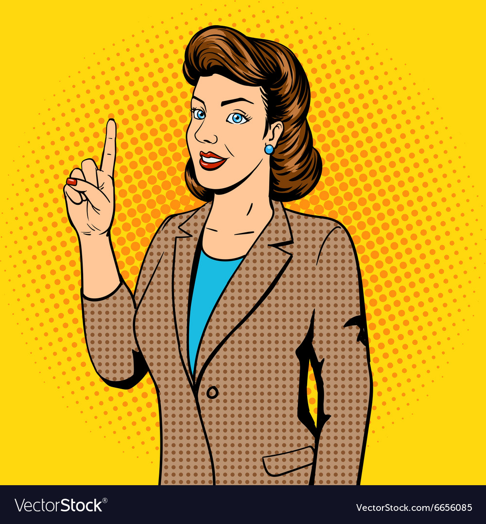 Woman Point Finger Gesture Pop Art Royalty Free Vector Image