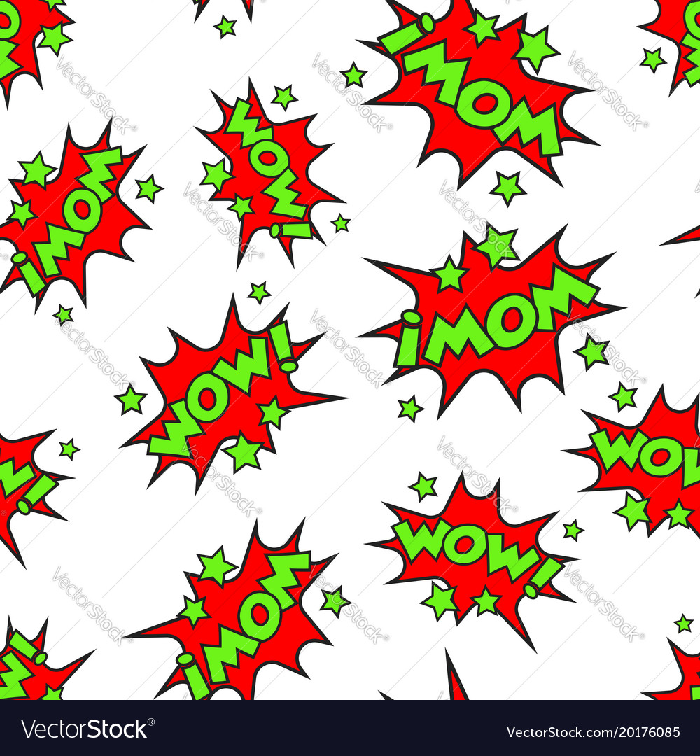Wow comic sound effects seamless pattern Vector Image