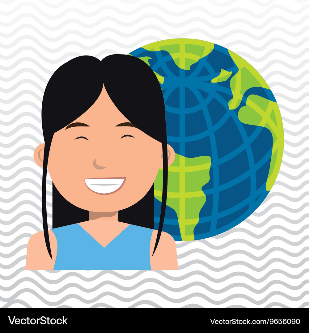 Avatar with planet earth isolated icon design Vector Image