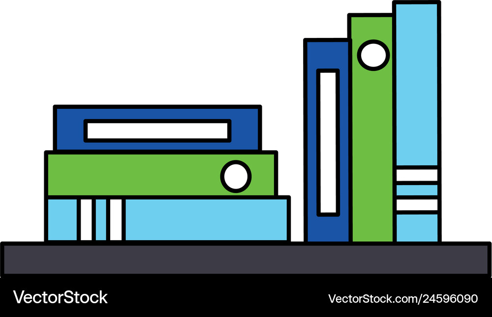 Bookshelf books and binders office Royalty Free Vector Image