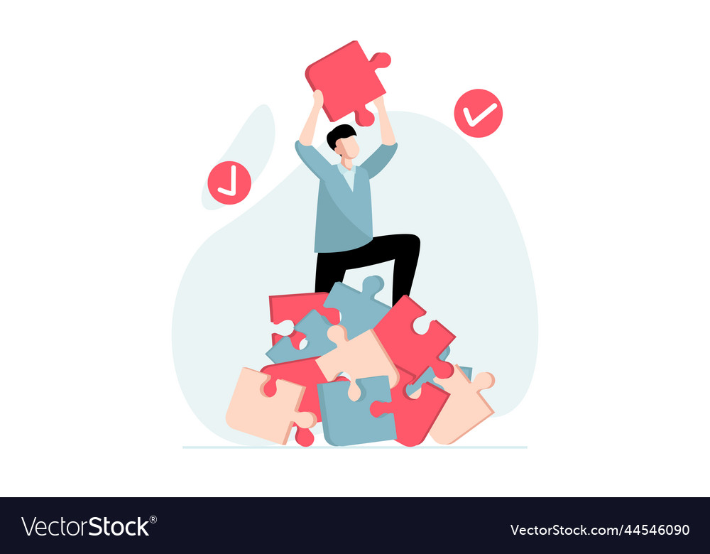 Finding solution concept with people scene in flat Finding solution concept with people scene in flat