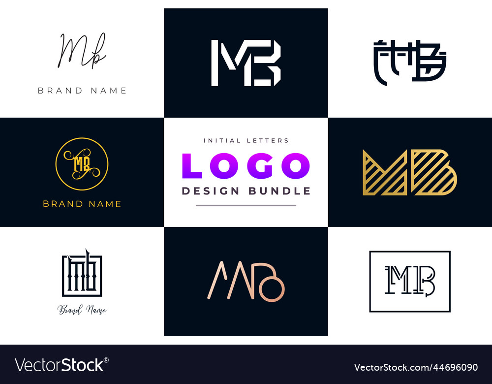 Initial letters mb logo design bundle Royalty Free Vector