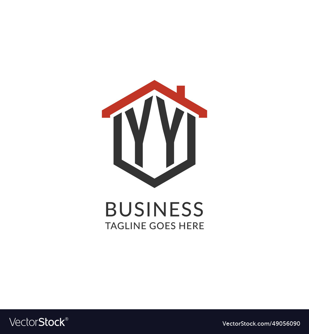 Initial logo yy monogram with home roof hexagon Vector Image