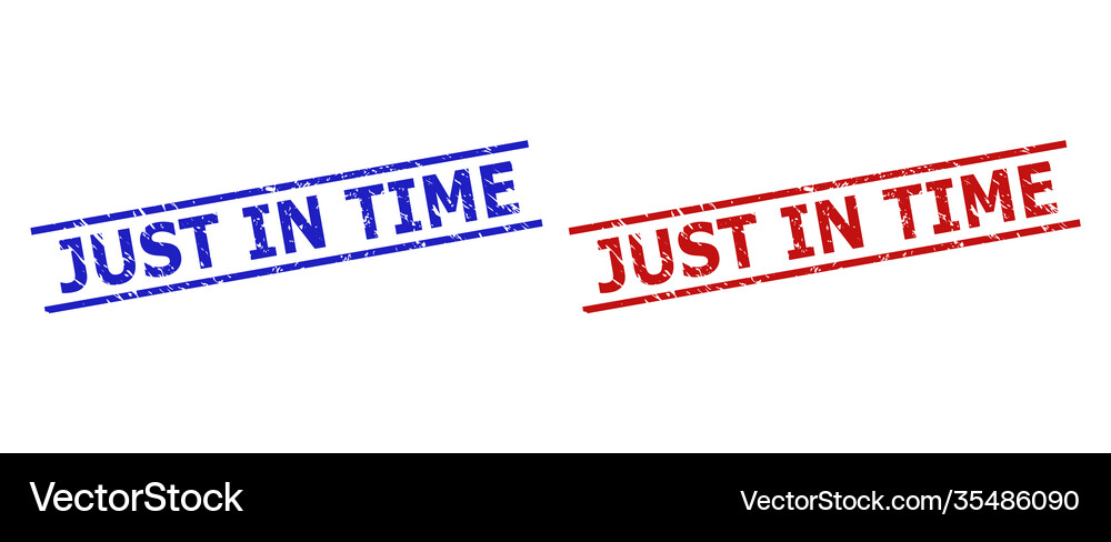Just in time seals with grunge style and parallel Vector Image