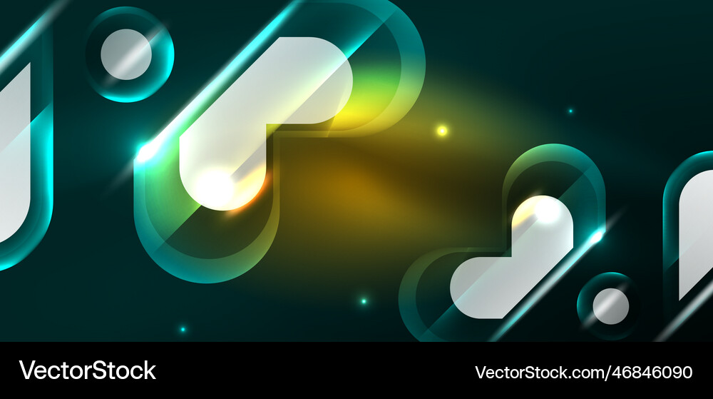 Neon glowing geometric shapes abstract Royalty Free Vector