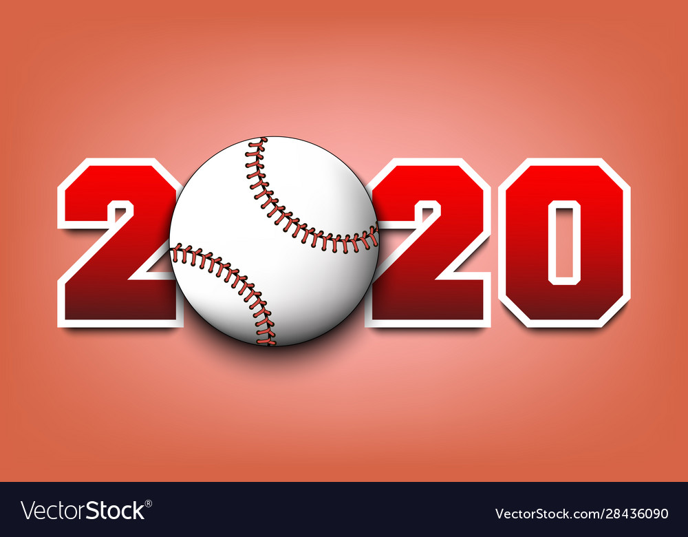 New year numbers 2020 and baseball ball Royalty Free Vector